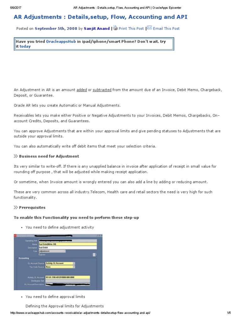 Oracle AR Adjustments Guide | PDF