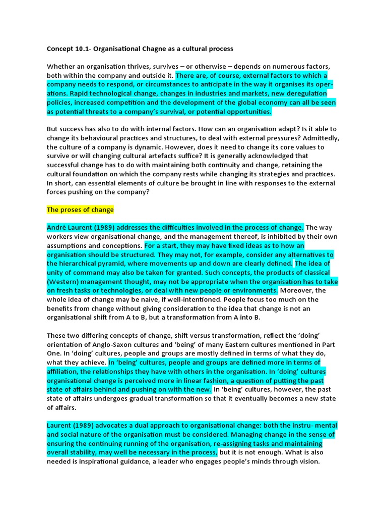 Concept 10.1-Organisational Chagne As A Cultural Process | PDF ...