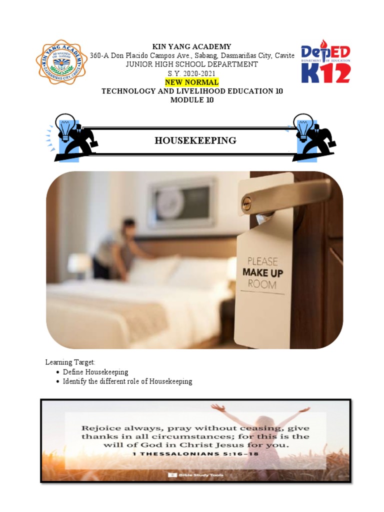 TLE 10 (10) - Lesson | PDF | Housekeeping | Hotel