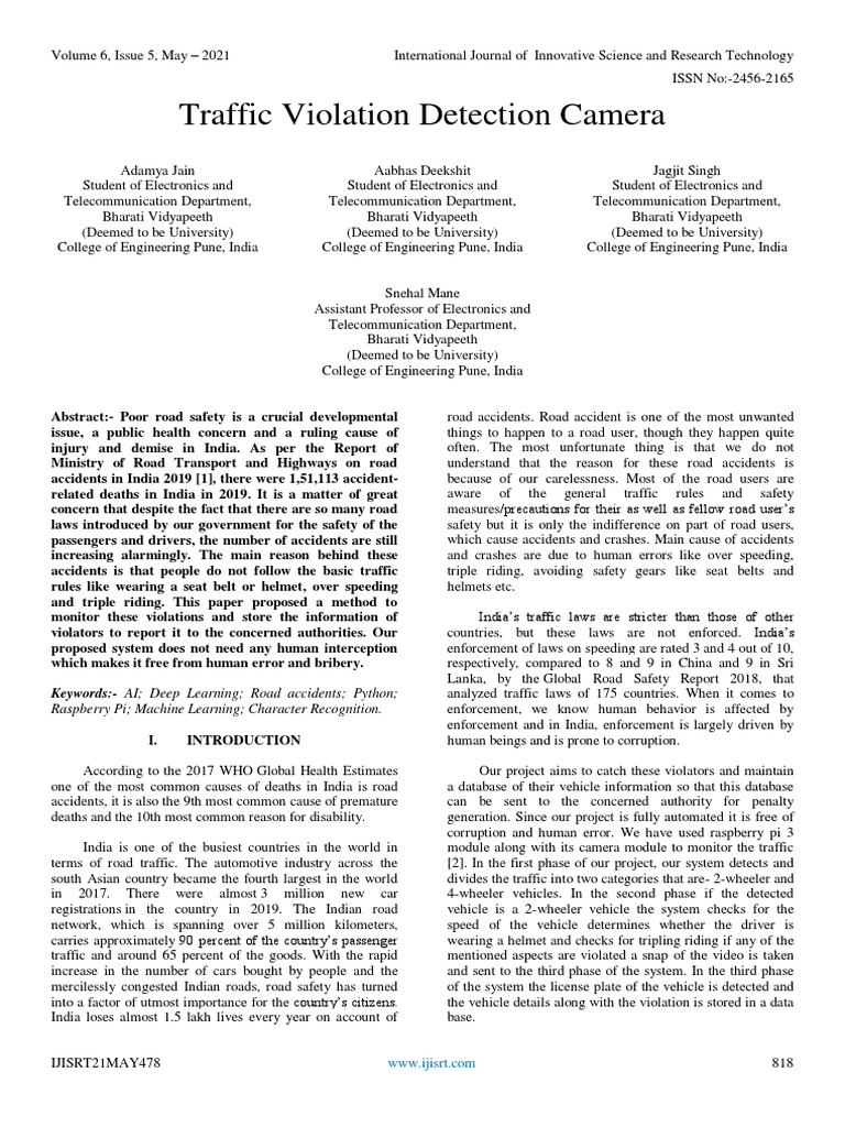 Traffic Violation Detection Camera | PDF | Doppler Effect | Radar