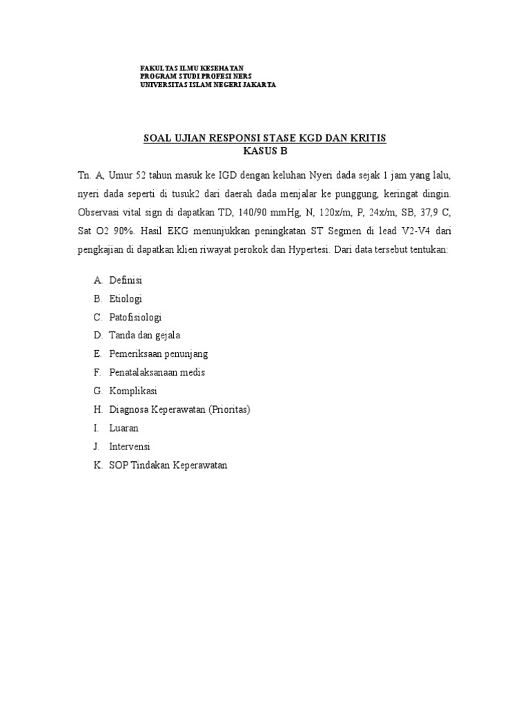 KASUS B Ujian Akhir Stase KGD Dan Kritis | PDF