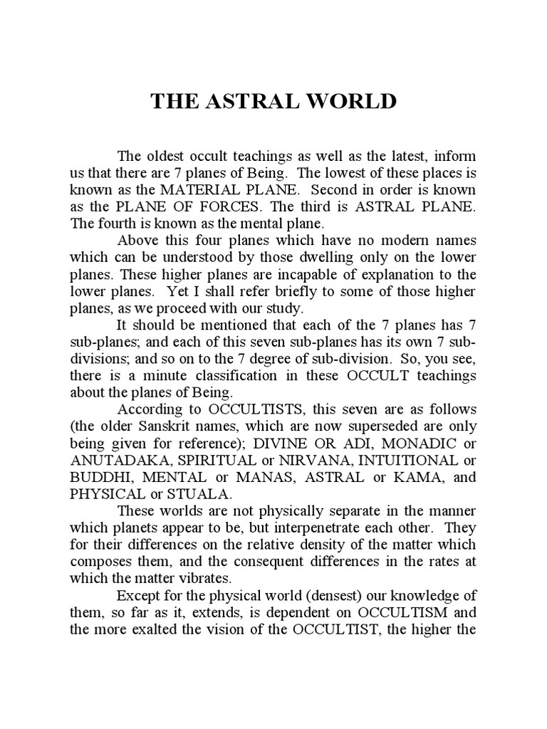The Astral World | PDF | Plane (Esotericism) | Astral Projection