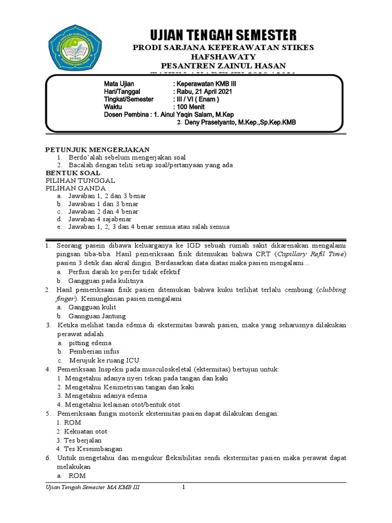 Kisi2 SOAL UTS KMB 3 2021 | PDF