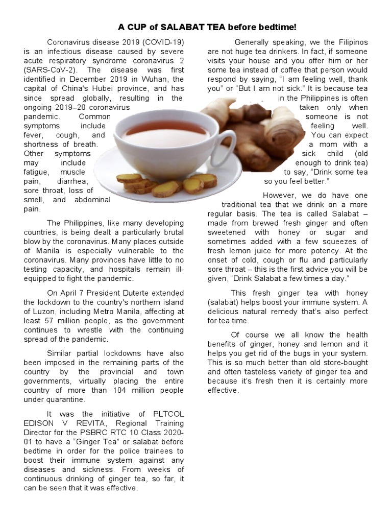 Benefits of Salabat Tea for Immunity | PDF | Medicine | Public Health