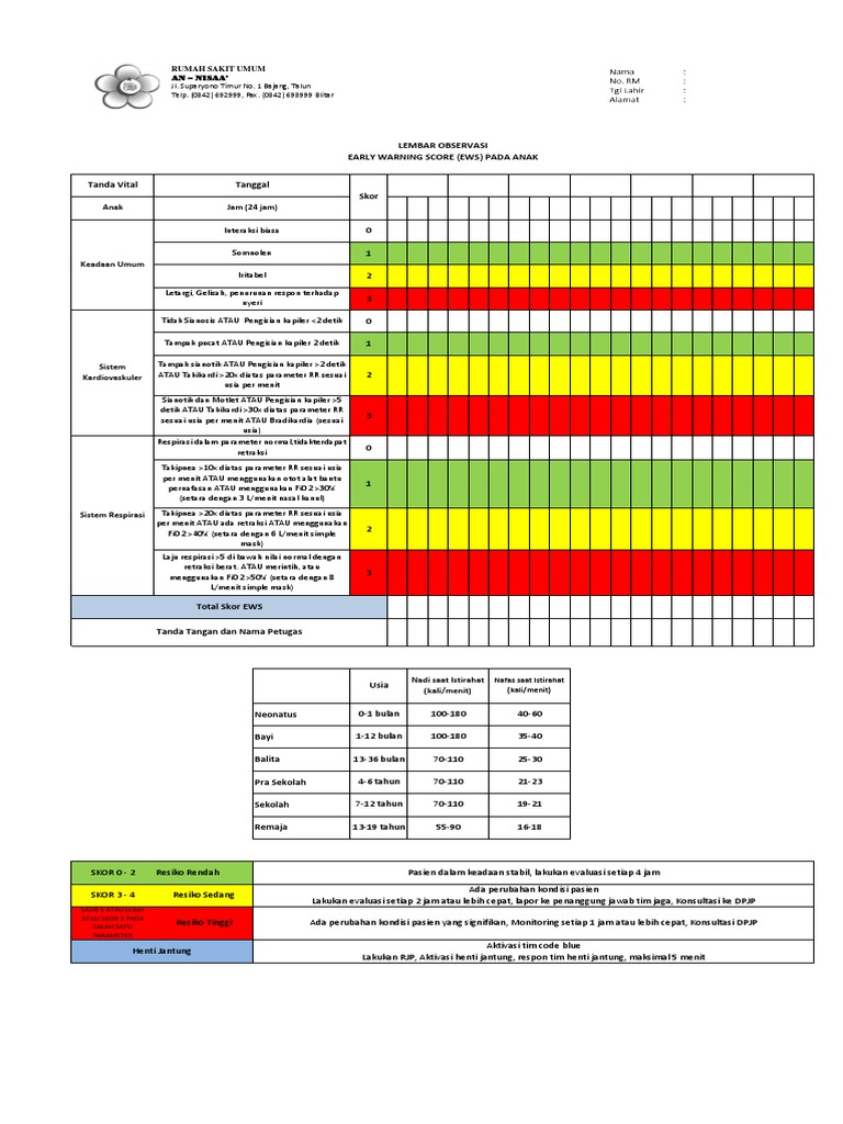Lembar Observasi EWS Anak | PDF