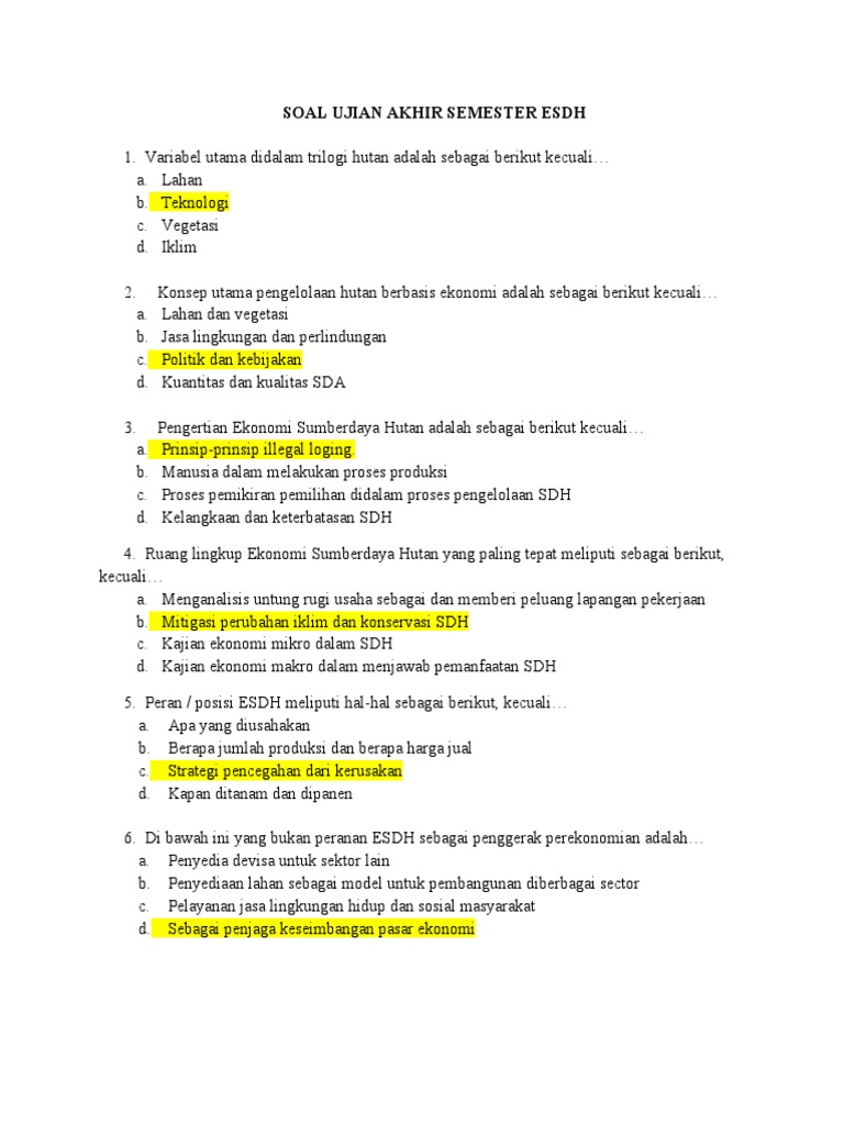 Soal Uas Esdh 2020 | PDF