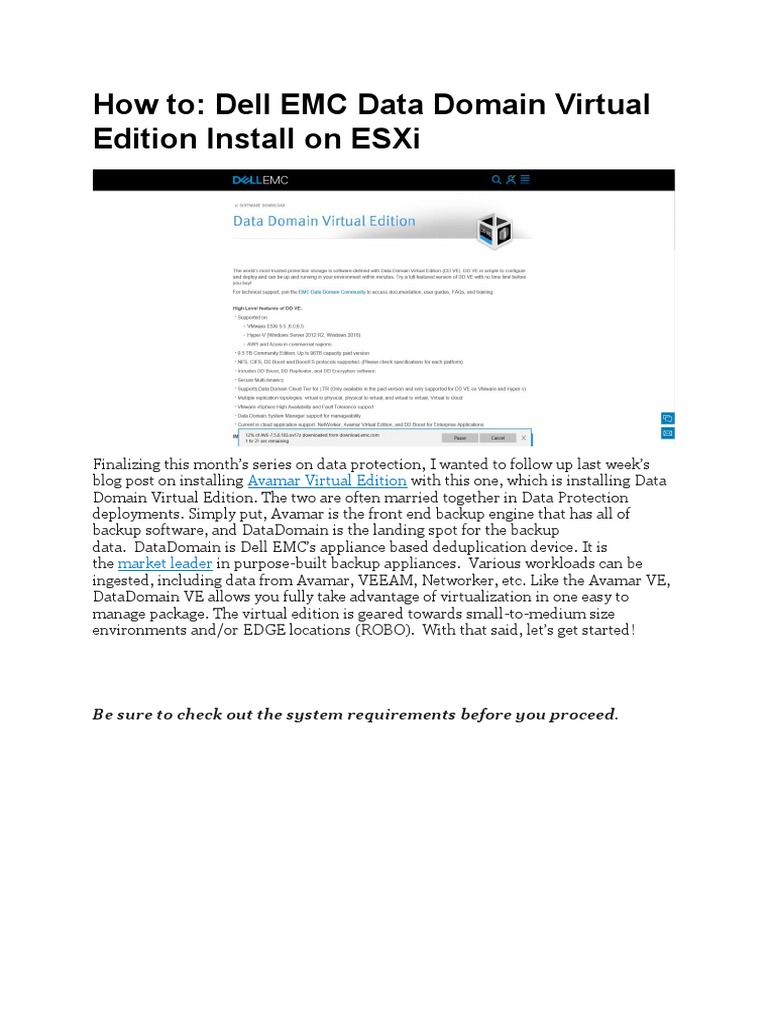 How To: Dell Emc Data Domain Virtual Edition Install On Esxi | PDF ...
