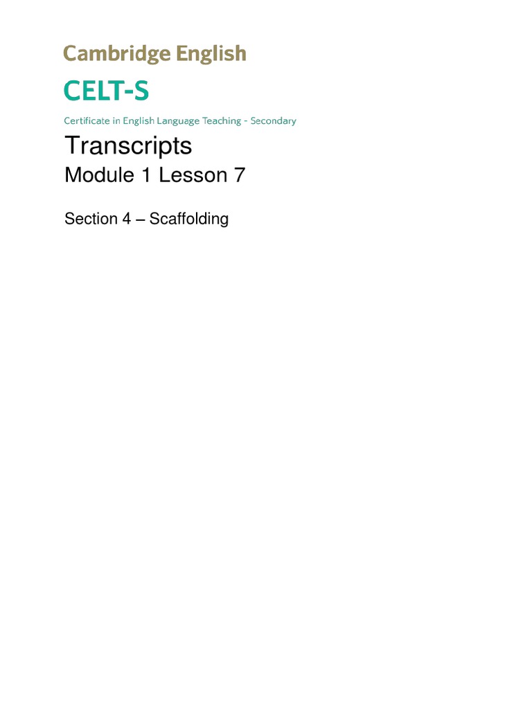 Transcripts: Module 1 Lesson 7 | PDF