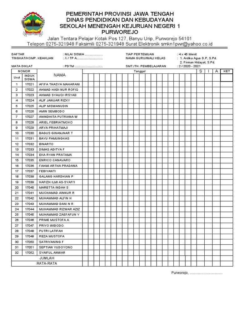 Daftar Nilai Siswa X Tpa | PDF
