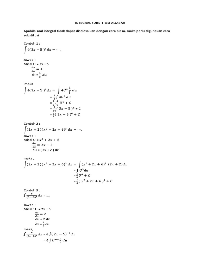 Integral Substitusi Aljabar | PDF