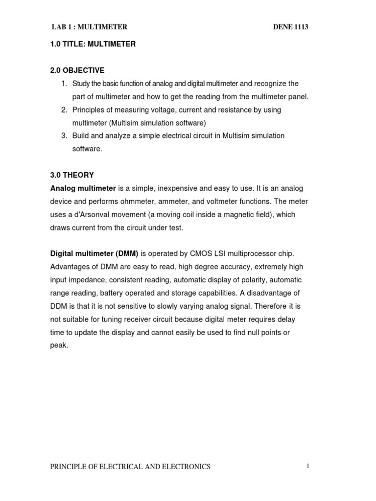 LAB1 (Online) | PDF | Electrical Network | Electrical Engineering
