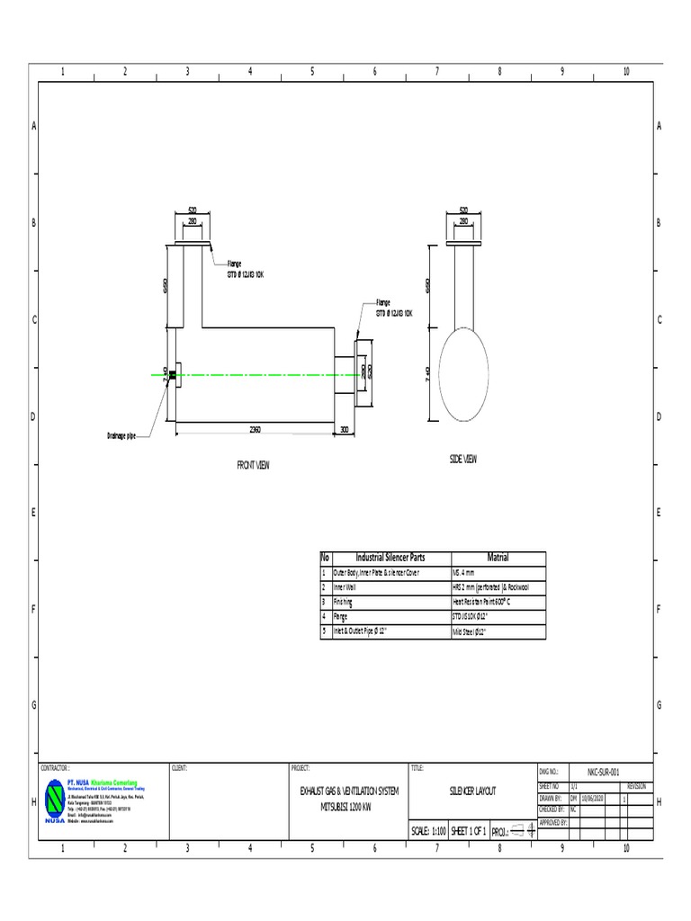 Industrial Silencer Layout Drawing | PDF | Building Engineering | Machines