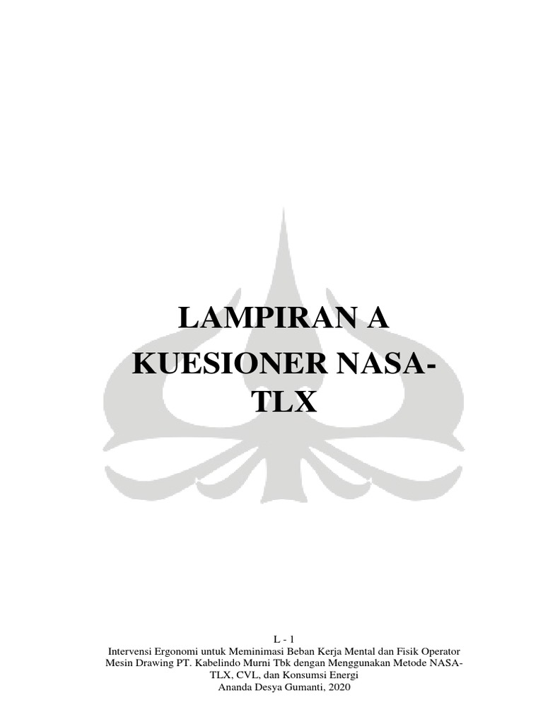 Kuesioner NASA-TLX untuk Beban Kerja | PDF | Bisnis | Komputer