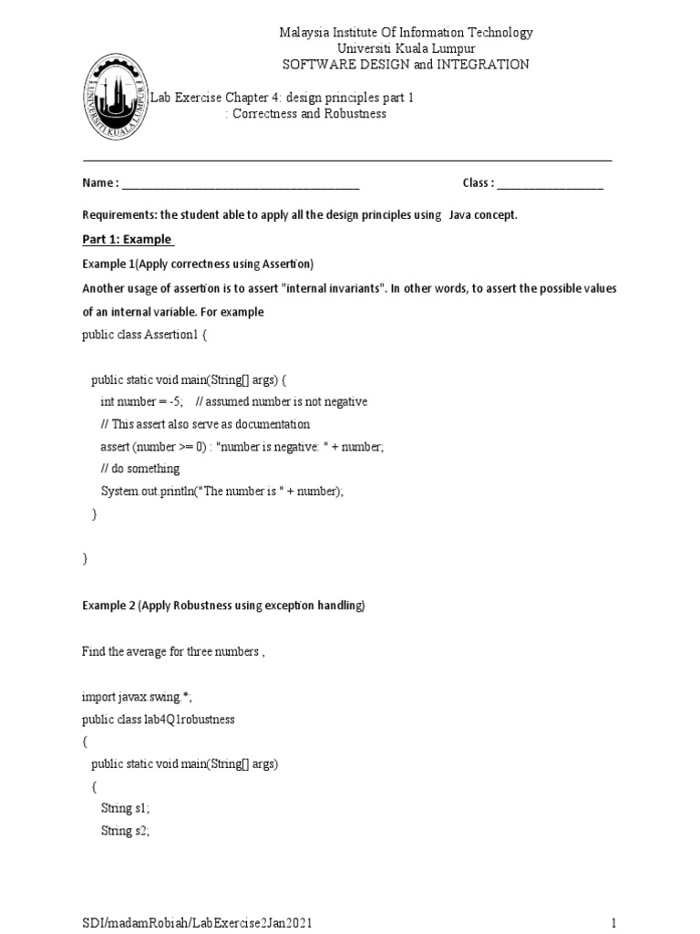 Java Design Principles: Correctness & Robustness | PDF | Method ...
