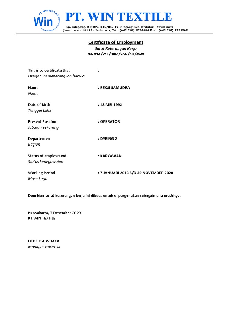 PT Win Tex | PDF | Karier & Perkembangan | Bisnis