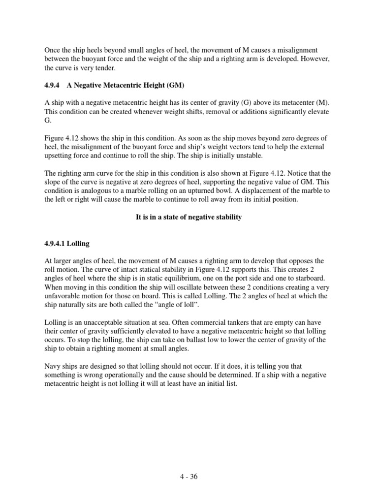 4.9.4 A Negative Metacentric Height (GM) | PDF