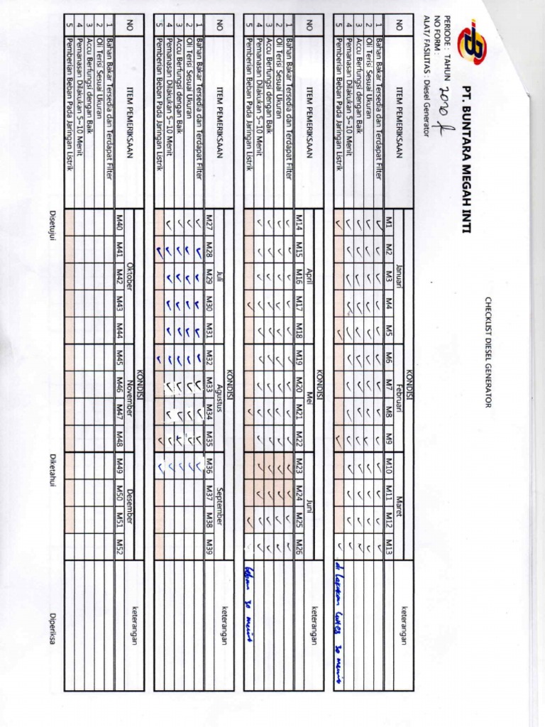 Diesel Generator Checklist | PDF