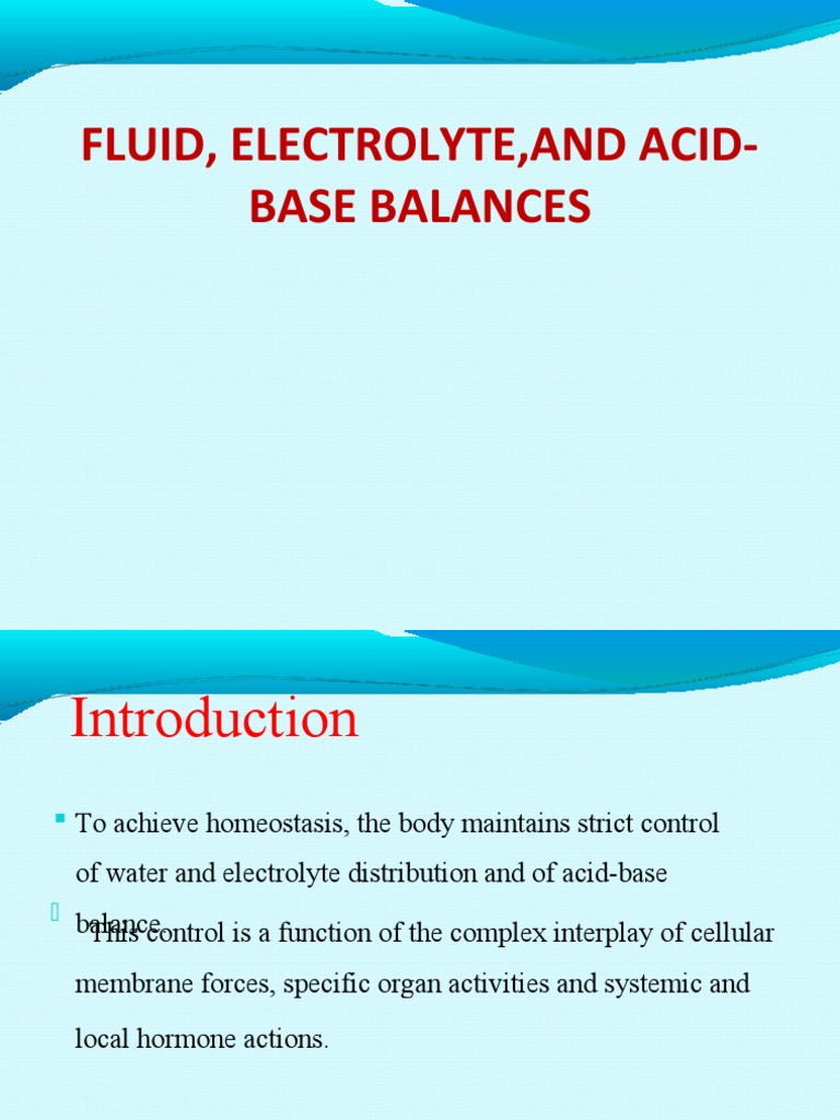 Fluid and Electrolyte Balance | PDF | Electrolyte | Kidney