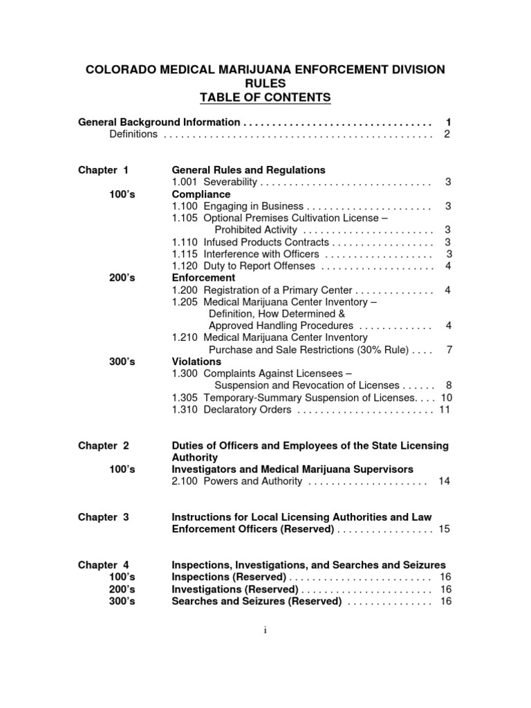Colorado Medical Marijuana Enforcement Division Rules | PDF | License ...