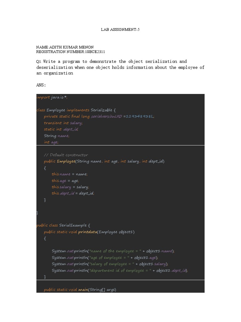 Java Lab Answer 5 | PDF | Class (Computer Programming) | Constructor ...
