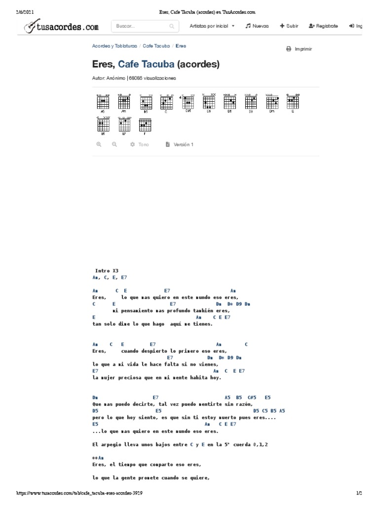 Eres-Cafe Tacuba | PDF | Entretenimiento (general)