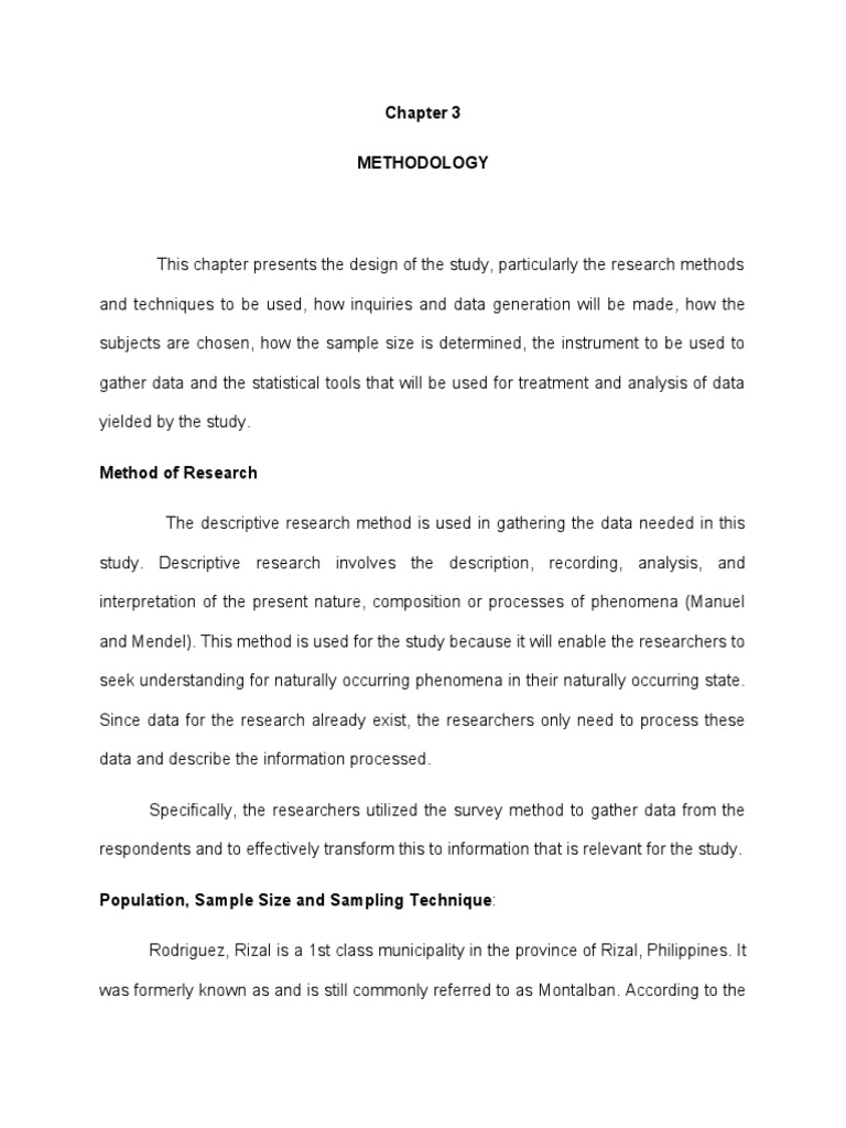 Chapter 3 Methodology Revised Partial Data Gathering | PDF | Sampling (Statistics) | Survey ...