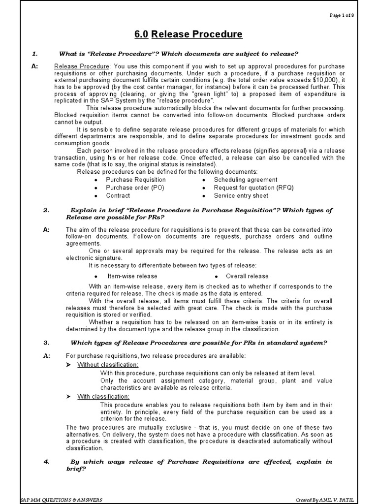 An In-Depth Explanation of Release Procedures in the SAP MM Module ...