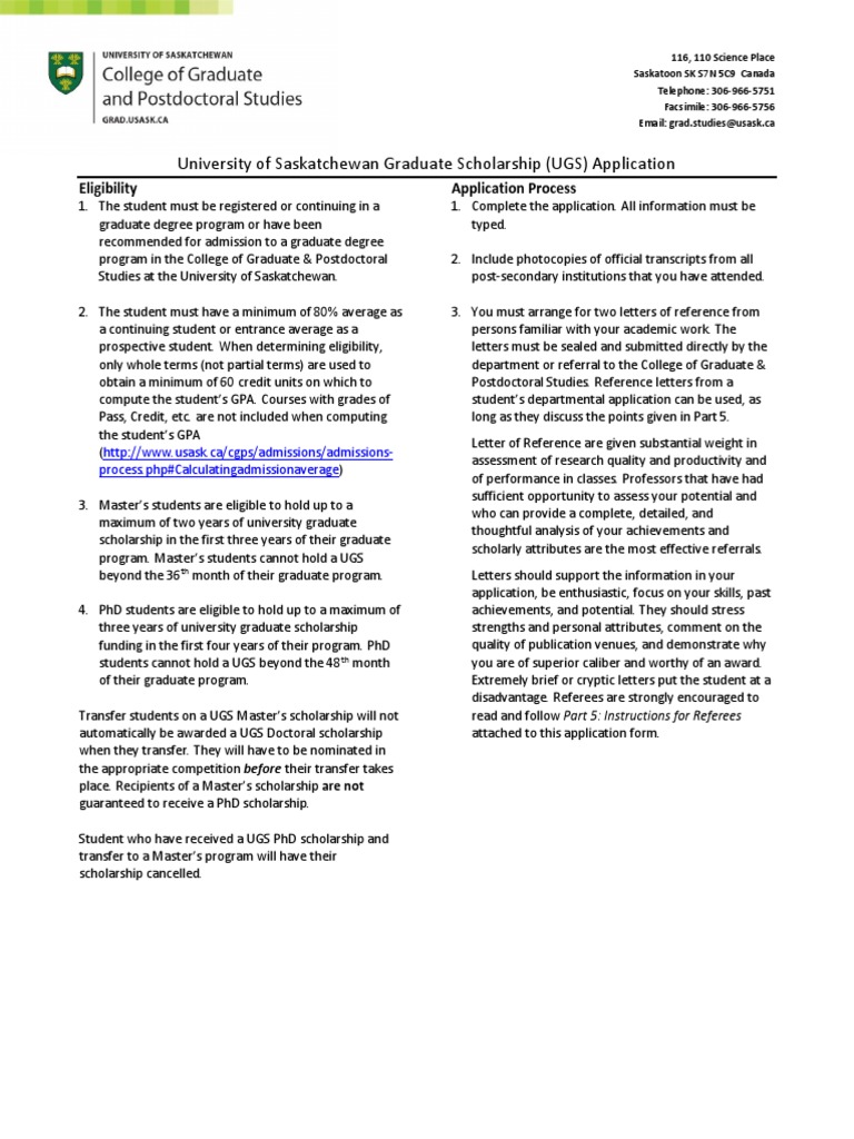 UGS Application Form | PDF | Postgraduate Education | Academic Degree