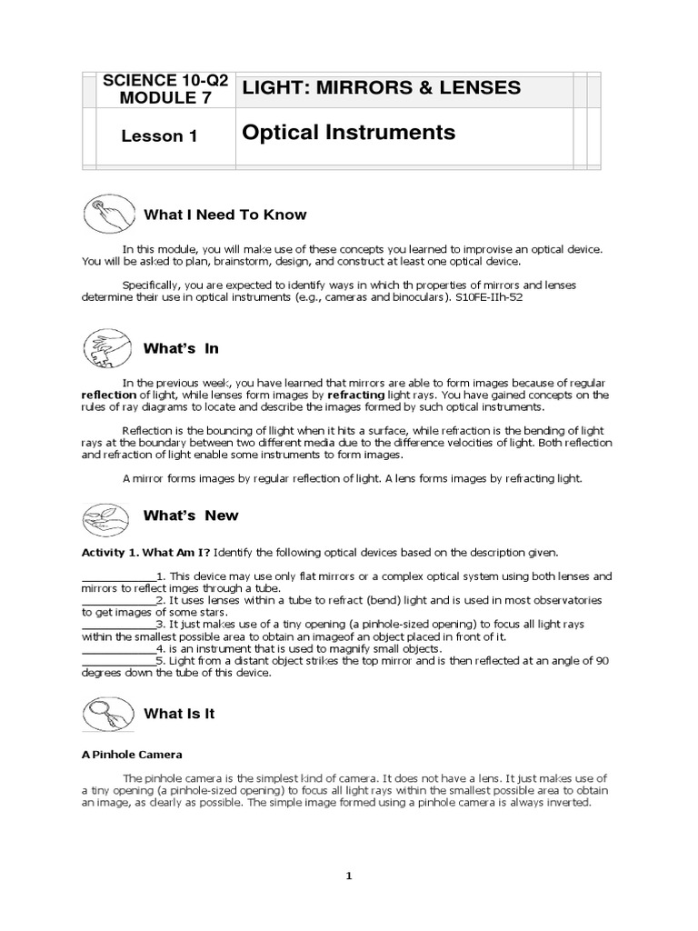 Optical Instruments: Light: Mirrors & Lenses | PDF | Telescope | Optics