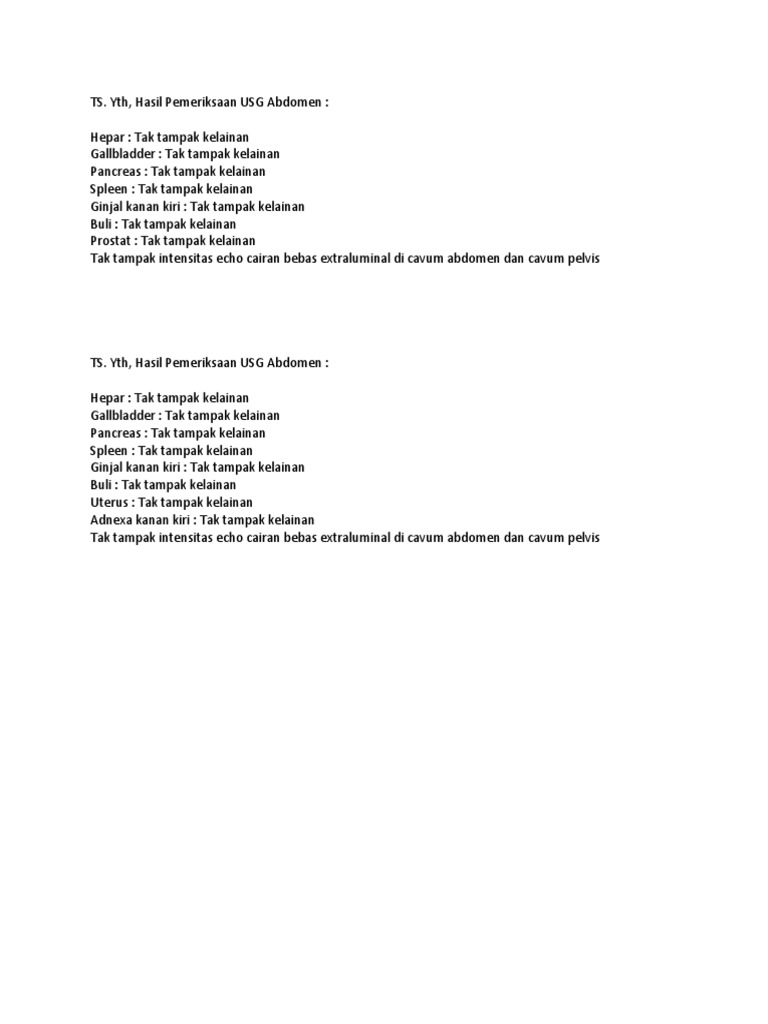 Hasil USG Abdomen Normal | PDF | Gaya Hidup