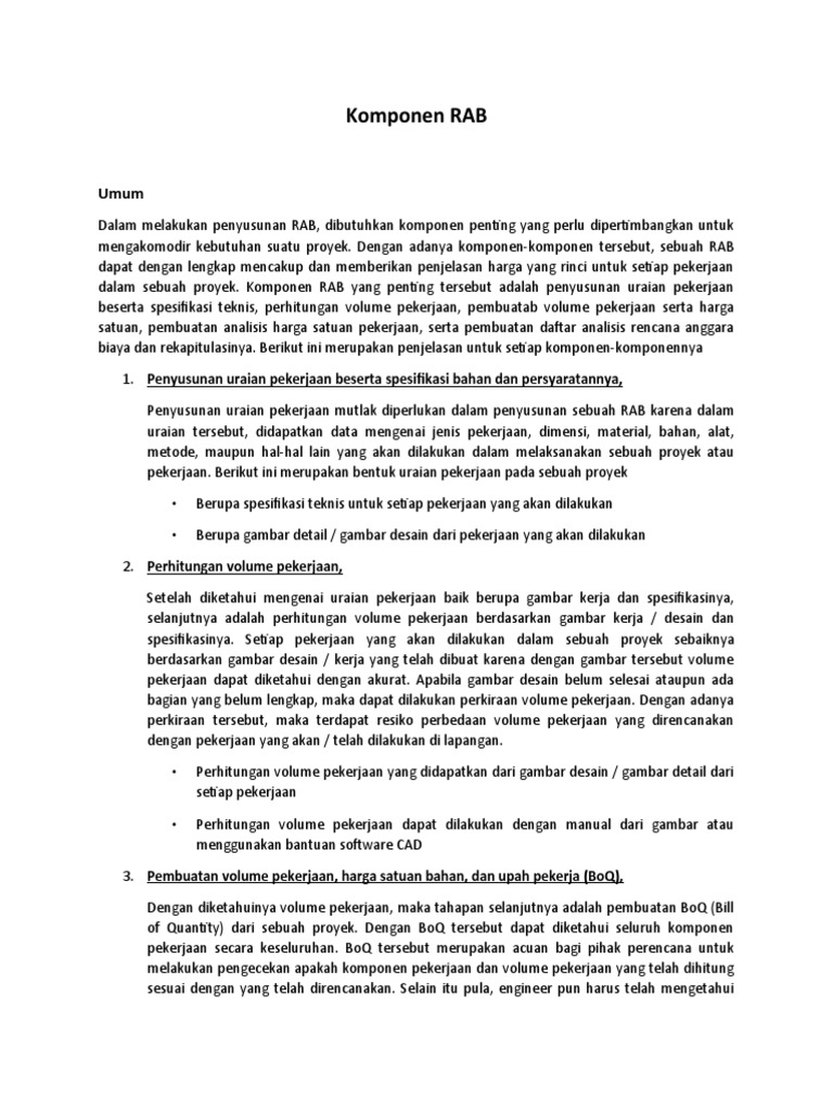 Komponen RAB | PDF