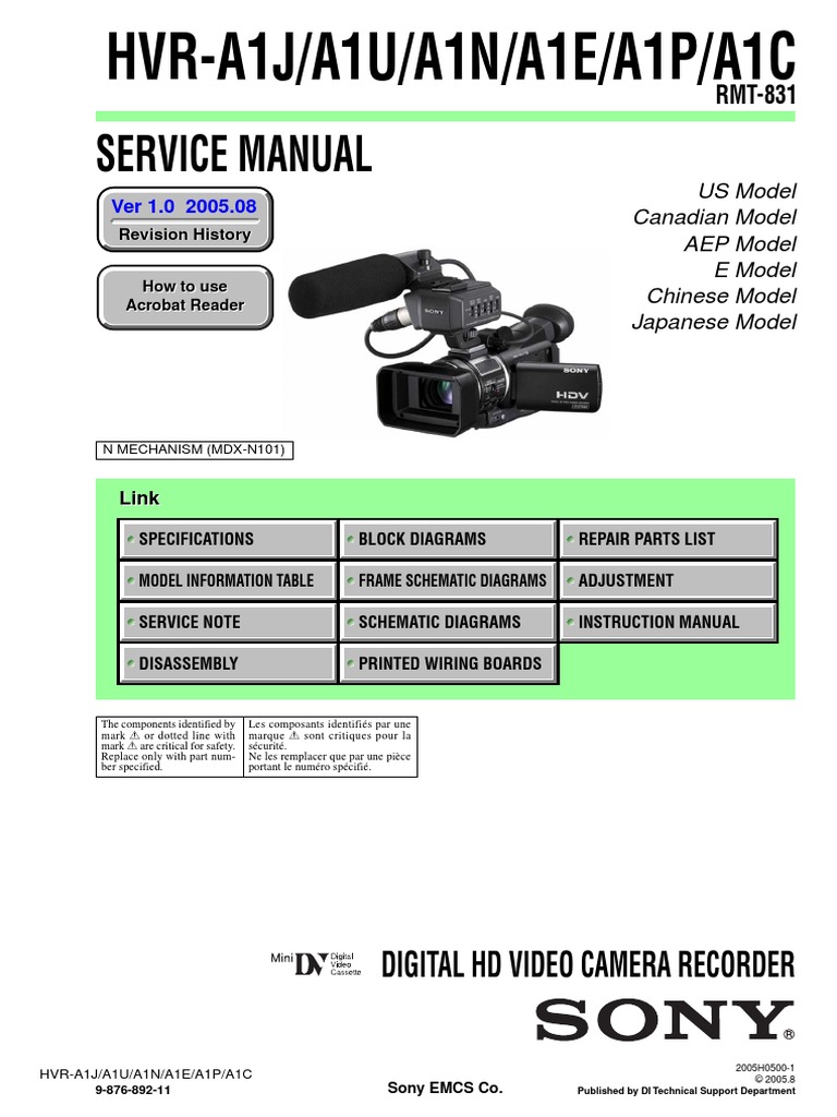 Sony Hvr-A1j A1u A1n A1e A1p A1c Ver.1.0 | PDF | Soldering | Electronic ...