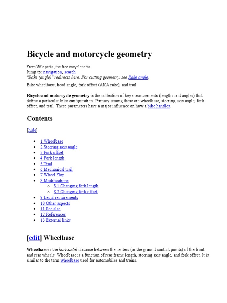 Bicycle and Motorcycle Geometry Explained | PDF | Outdoor Recreation ...