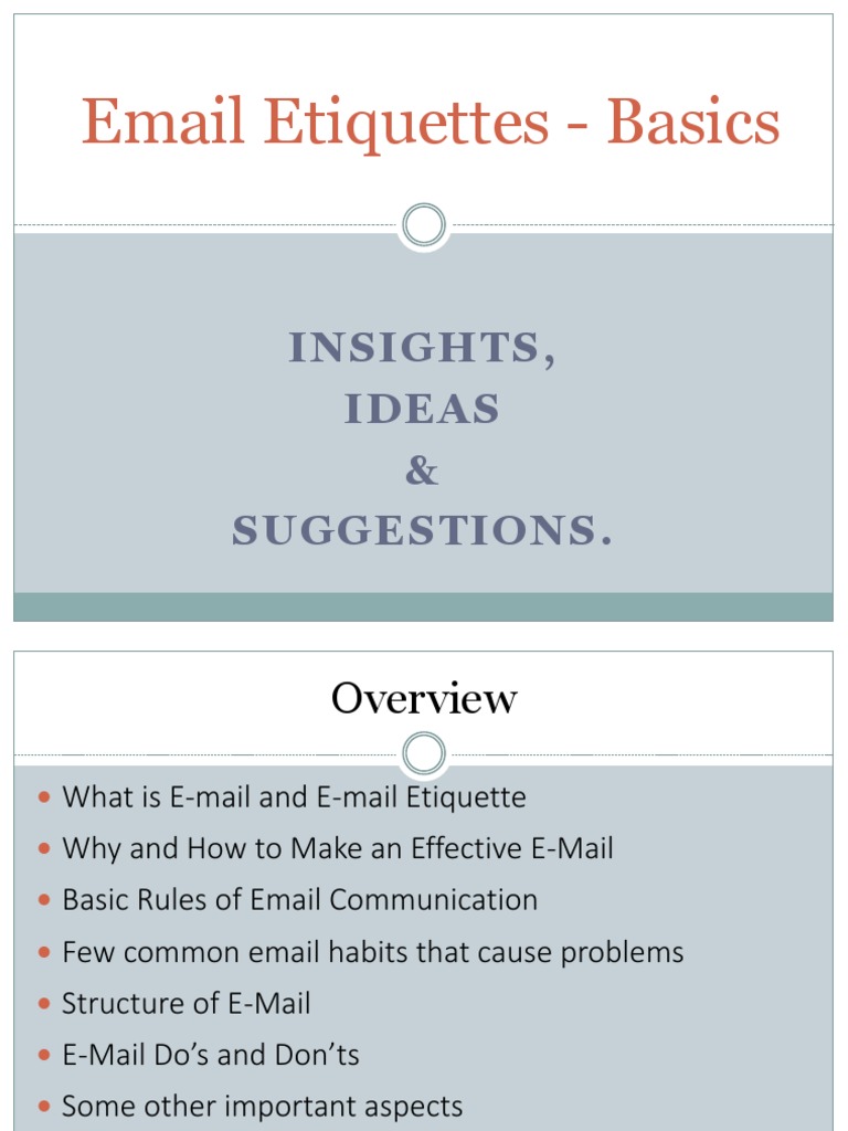 Email Etiquettes - Basics: Insights, Ideas & Suggestions | PDF ...
