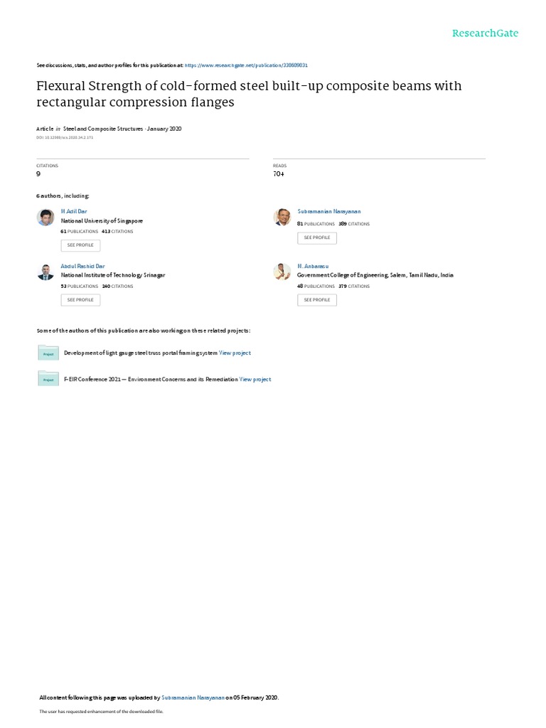 CFS Composite Beams | PDF | Buckling | Strength Of Materials