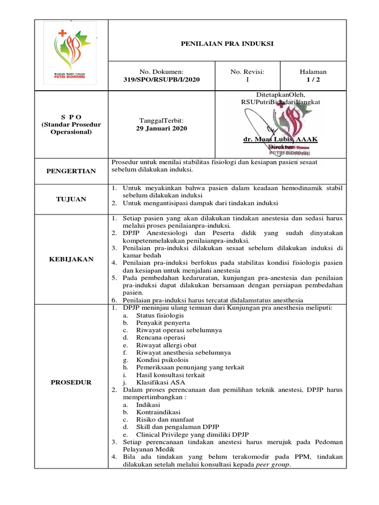 Spo Pra Induksi | PDF