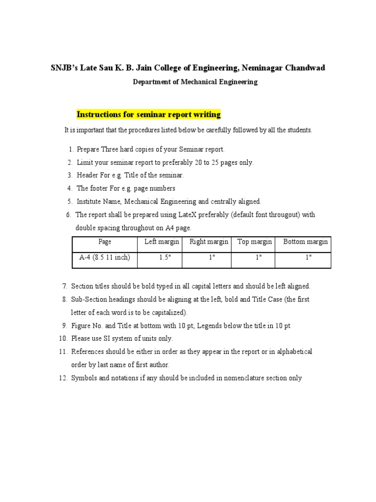 Seminar Report Writing Guideline | PDF | Air Conditioning | Engineering ...