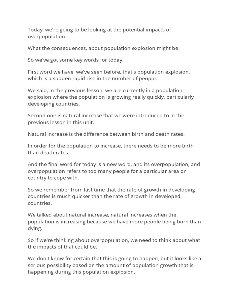 Impacts of Overpopulation Explored | PDF | Human Overpopulation ...
