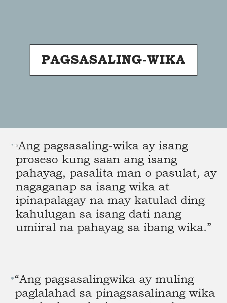 Pagsasaling Wika | PDF