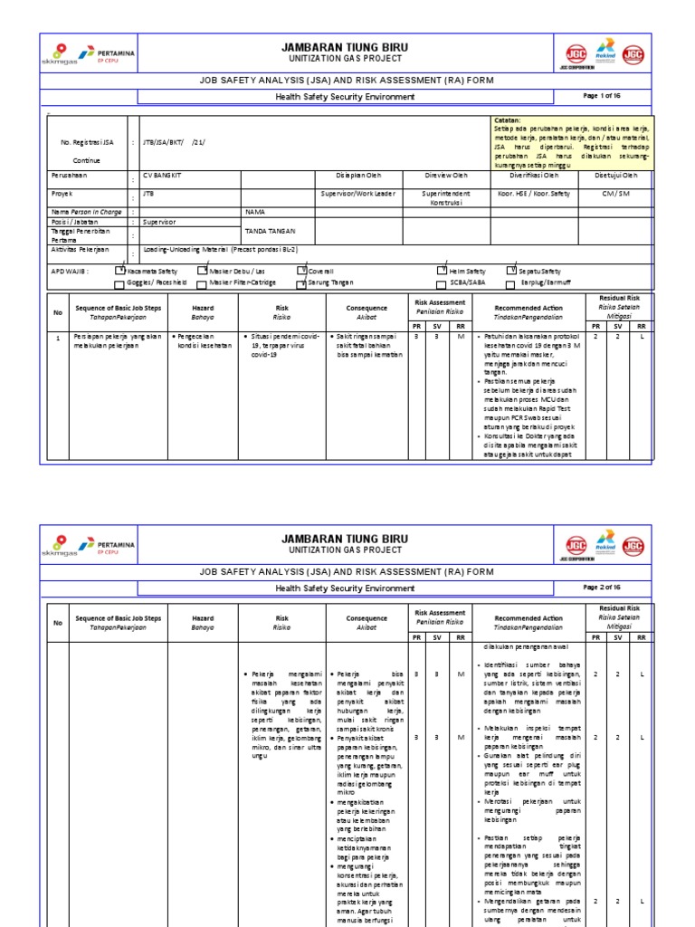 JSA Loading-Unloading Pondasi | PDF
