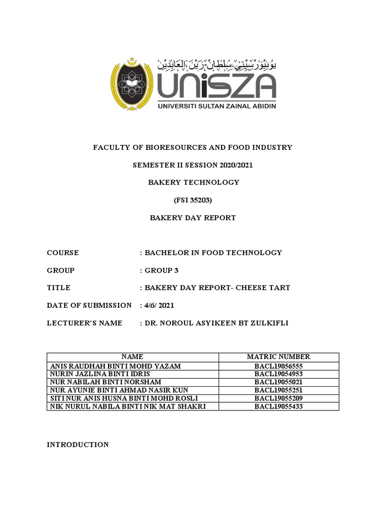 Bakery Day Lab Report g3 | PDF | Baking | Desserts