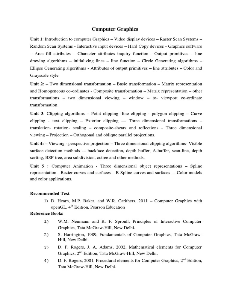 Computer Graphics 1 Pdf Computer Graphics 3 D Computer Graphics 