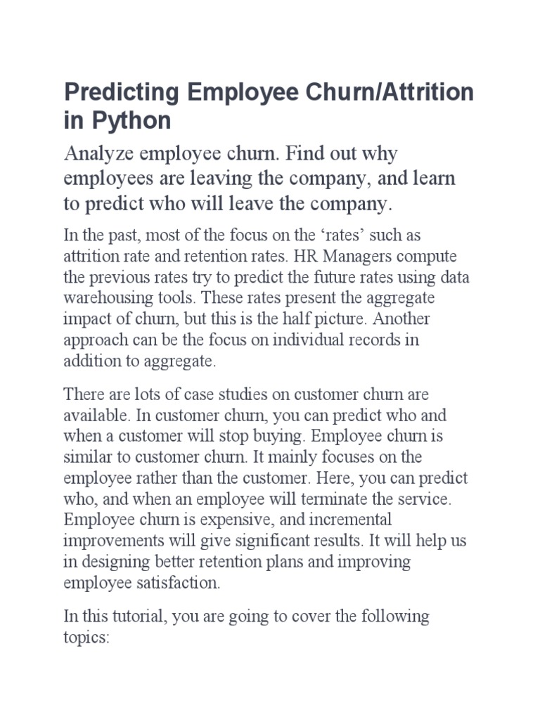 Predicting Employee Churn in Python | PDF