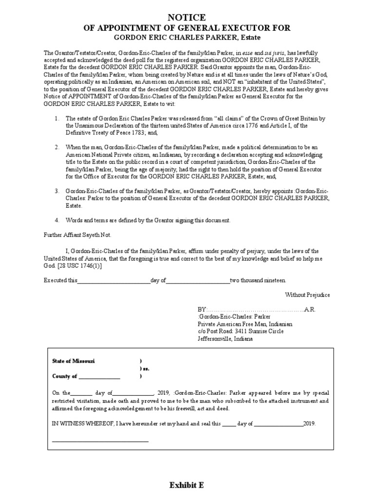 10-Notice of Appointment of Executor of Estate | PDF | Common Law | Justice