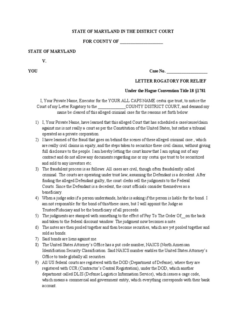 Letter Rogatory | PDF | Securities (Finance) | Trust Law