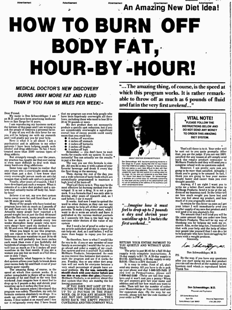 Burn Off Body Fat Hour-by-Hour Ad (1980) | PDF