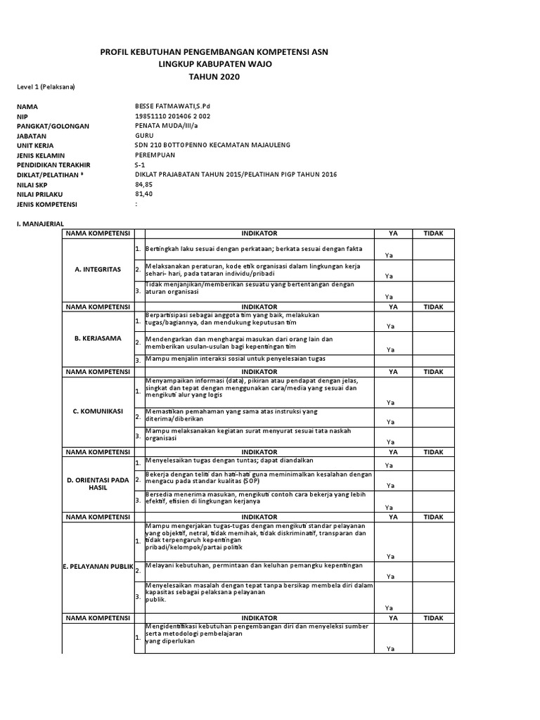 Borang Profil ASN | PDF