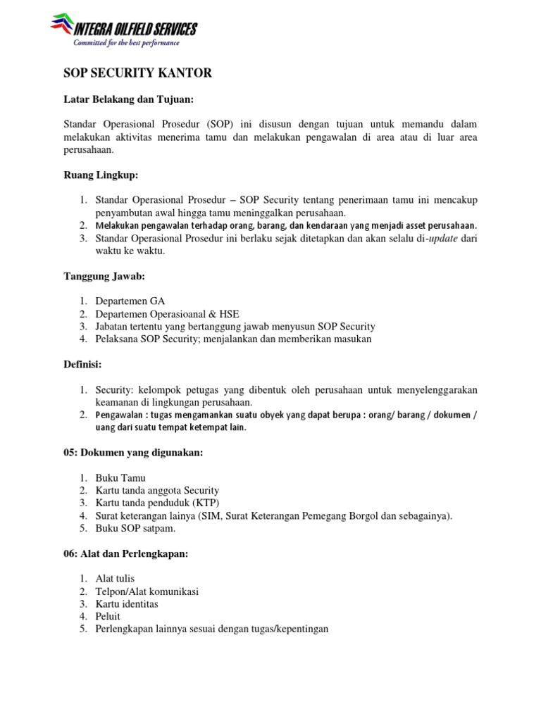 Sop Security Kantor | PDF