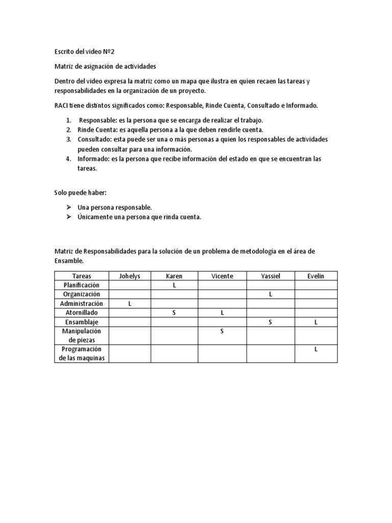 Matriz de Responsabilidad | PDF