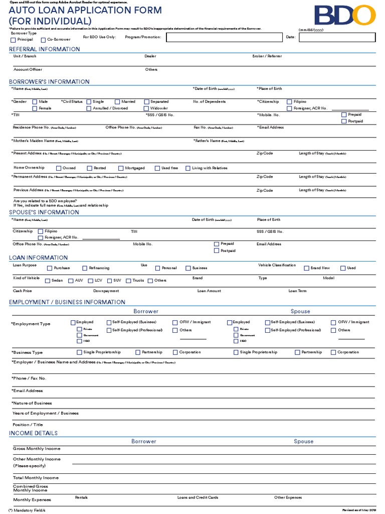 BDO Auto Loan | PDF | Loans | Credit Card